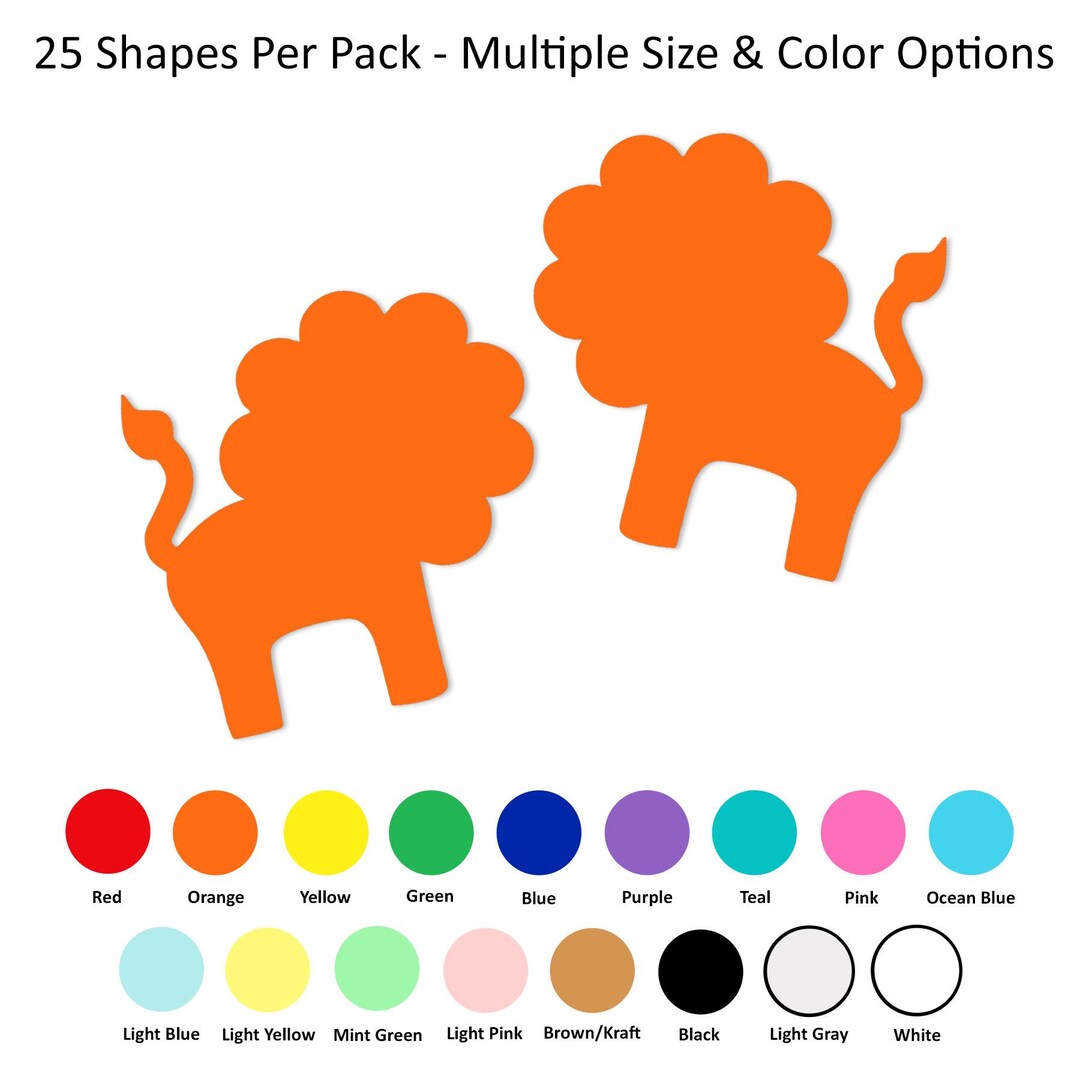 25 Pack - Paper Lion Shapes, Lion Paper Cut Out, Lion Die Cut, Paper ...