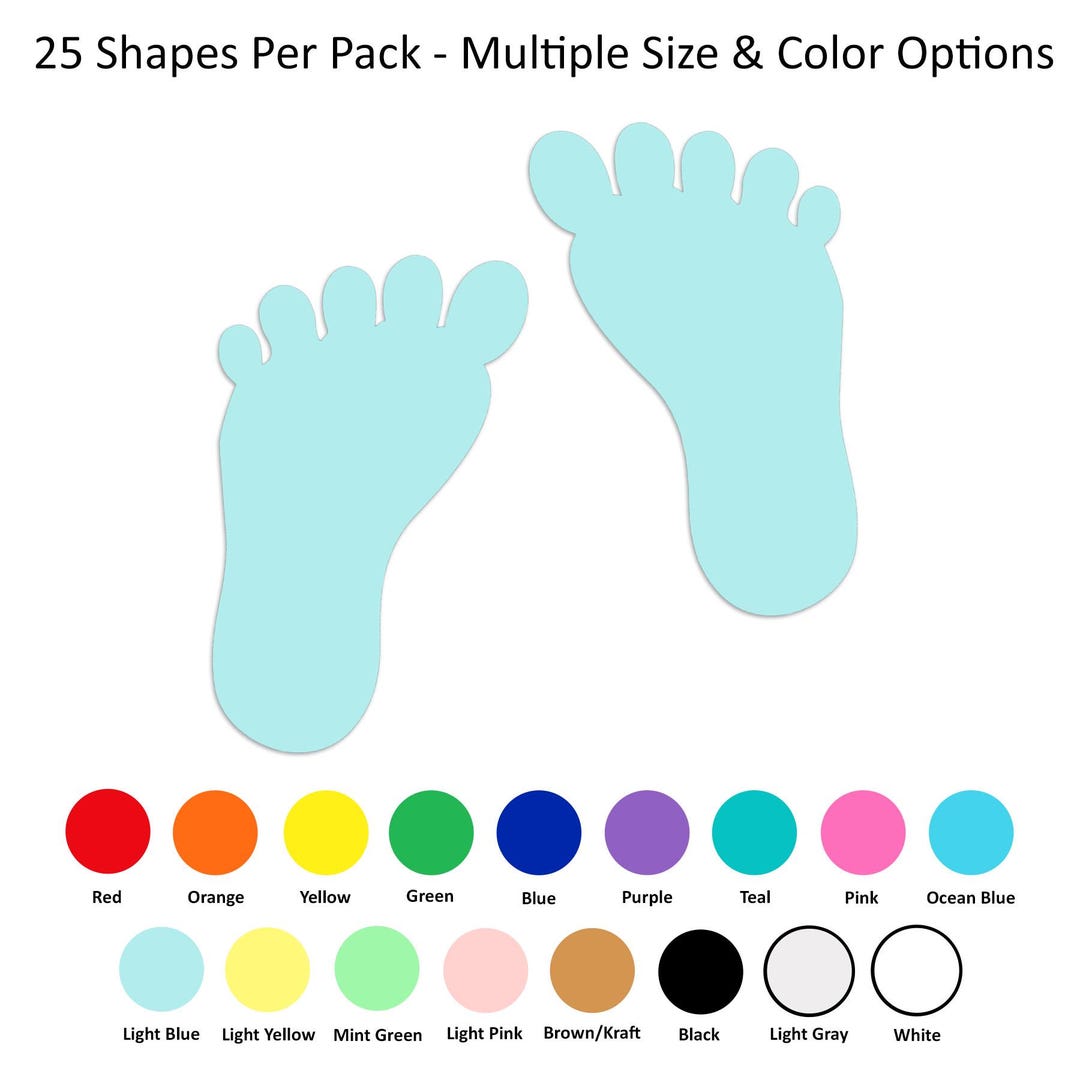 25 Pack - Paper Feet Shapes, Feet Die Cut Shapes, Paper Baby Feet, DIY ...