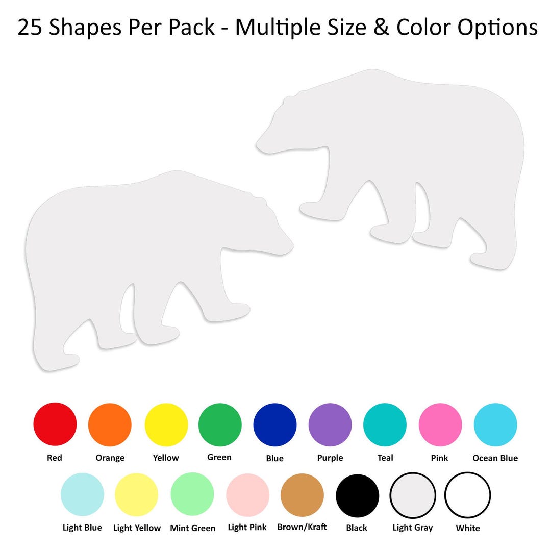 25 Pack - Paper Bear Shape, Bear Die Cut, Bear Cut Outs, Paper Bear ...