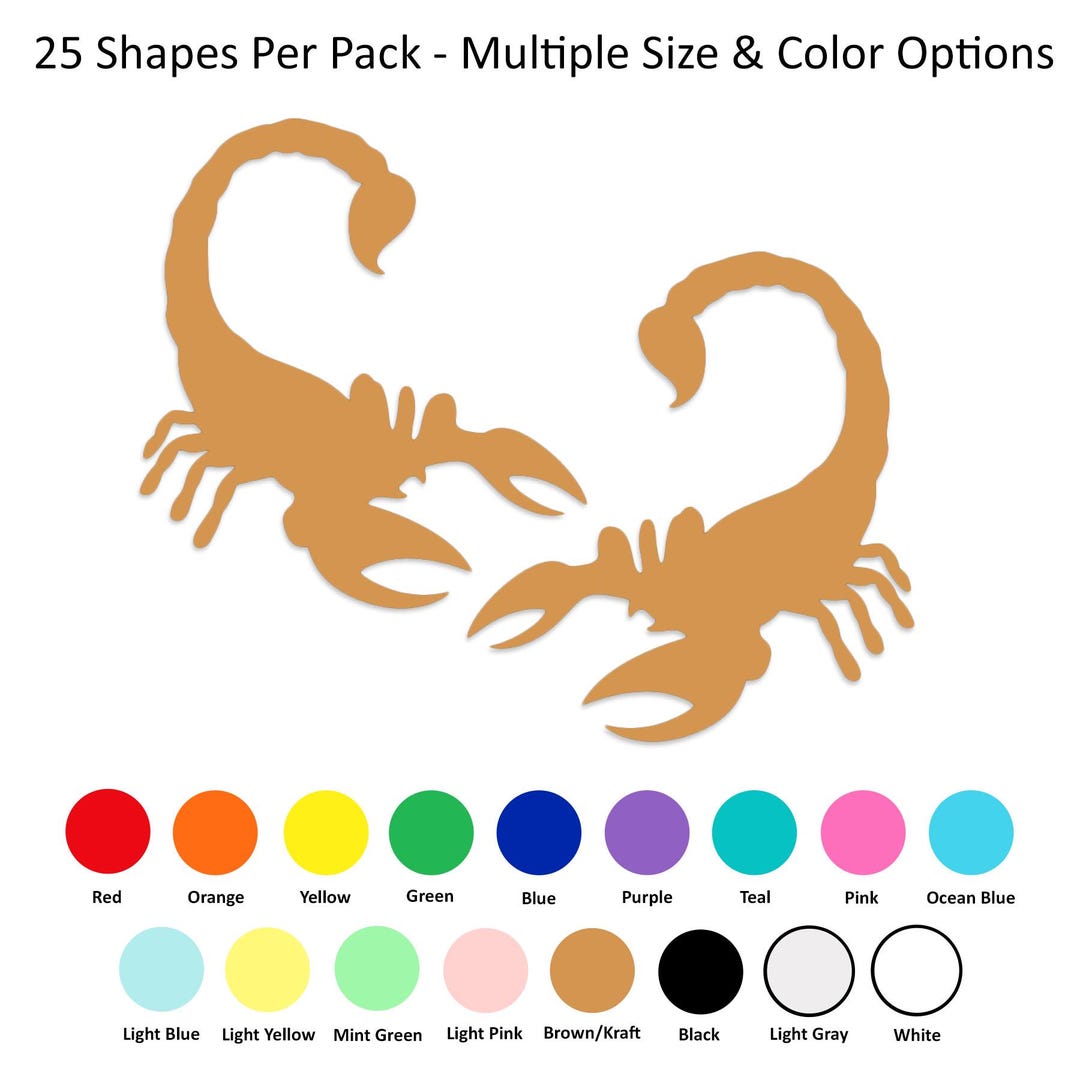 25 Pack - Paper Scorpion Shape, Scorpion Die Cut, Scorpion Cut Outs ...