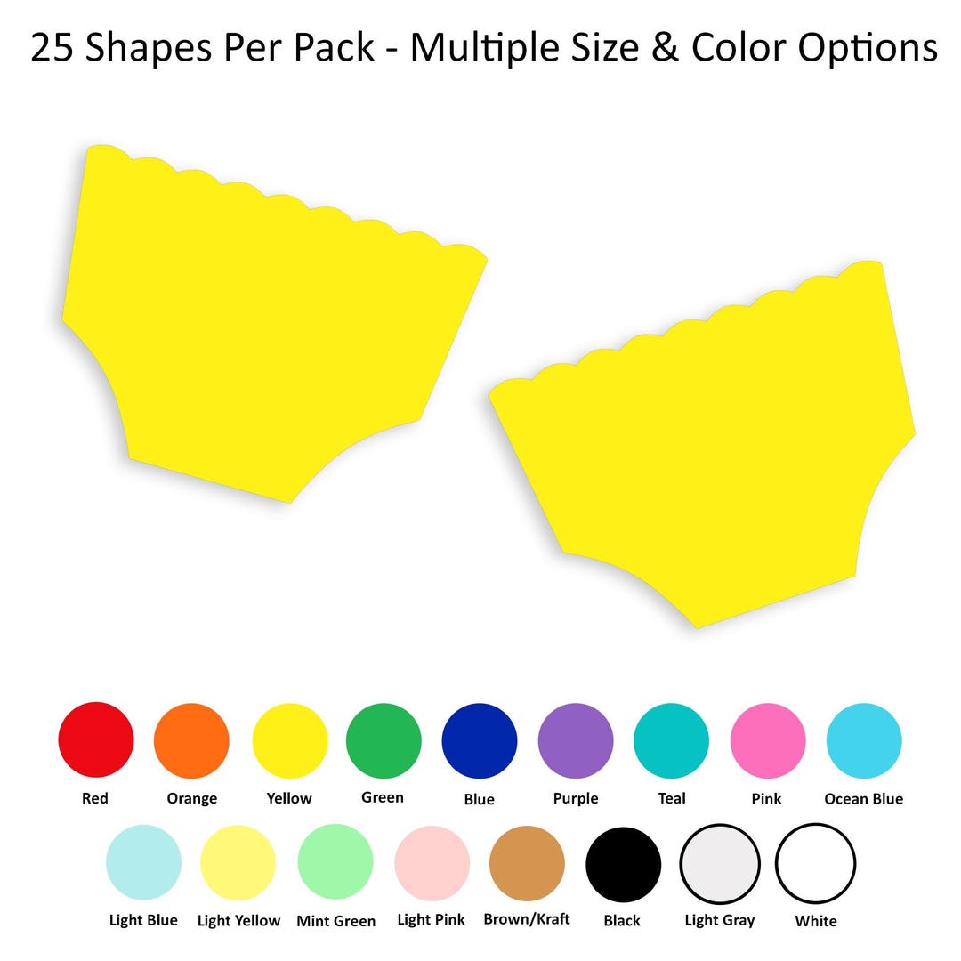 25 Pack - Paper Scallop Diaper Shape, Paper Baby Scallop Diaper Shapes ...