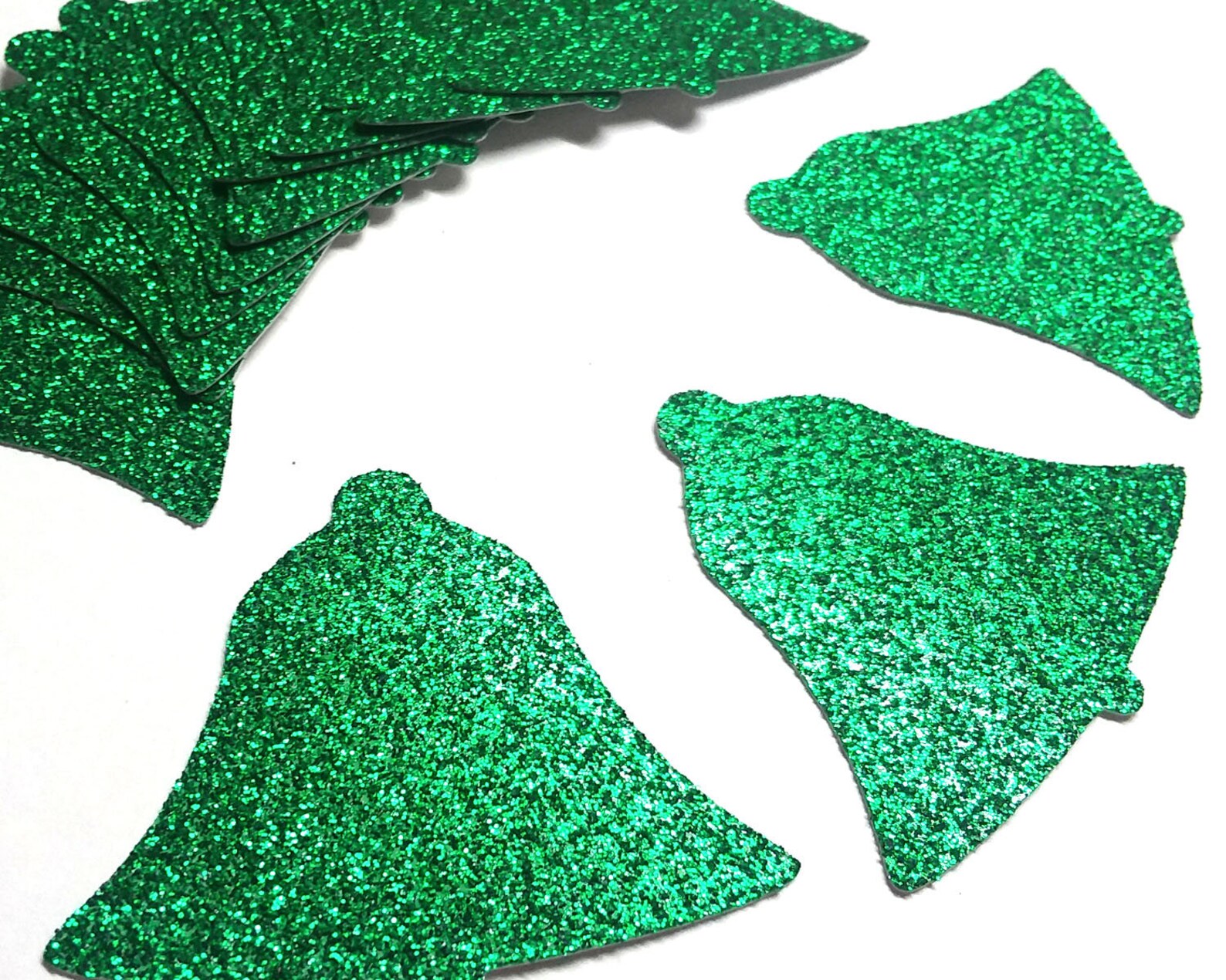 12 Pack Green Glitter Bell Shapes Holiday Glitter Cardstock - Etsy