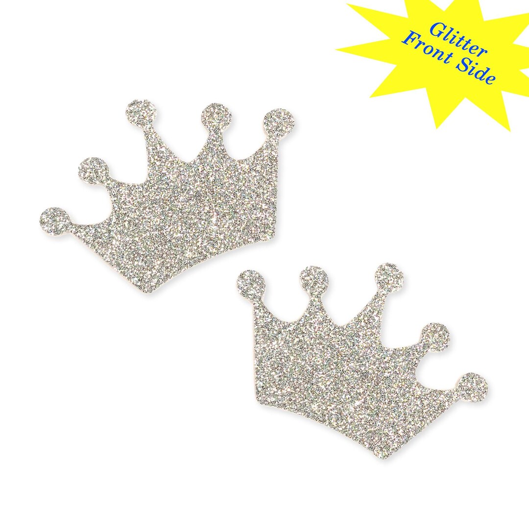 25 Pack - Silver Glitter Crown Shapes, 2 Inch Silver Glitter Crowns ...