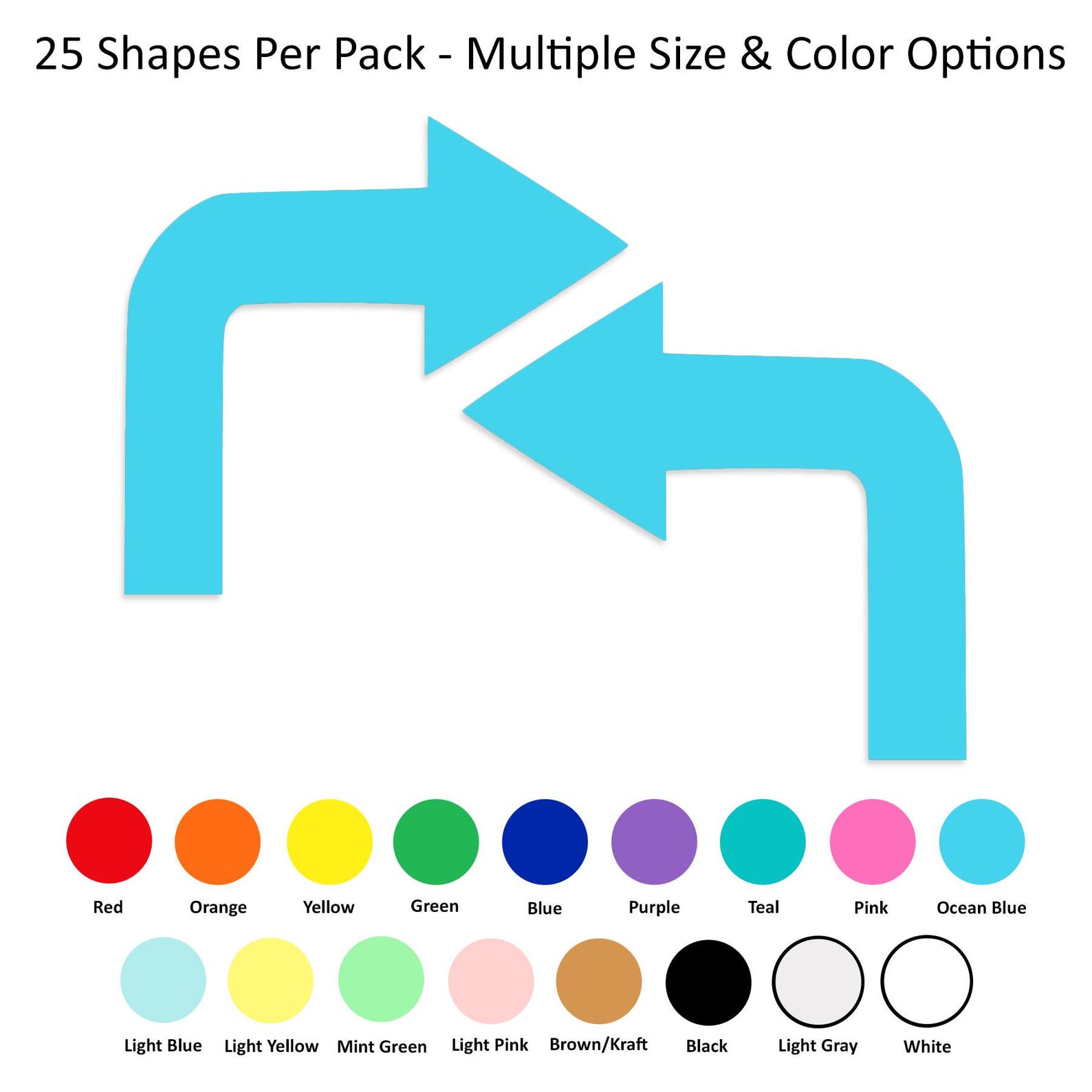 25 Pack - Paper Turn Arrow Shapes, Turn Arrow Shape Die Cut, Turn Arrow ...