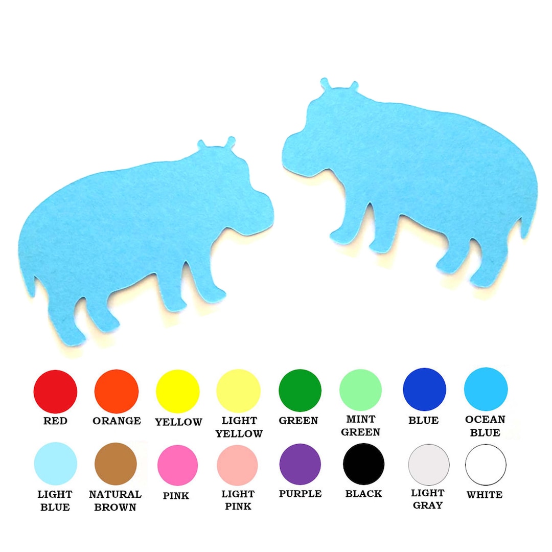 25 Pack Paper Hippo Shapes, Paper Hippopotamus Shapes, Paper Animal ...