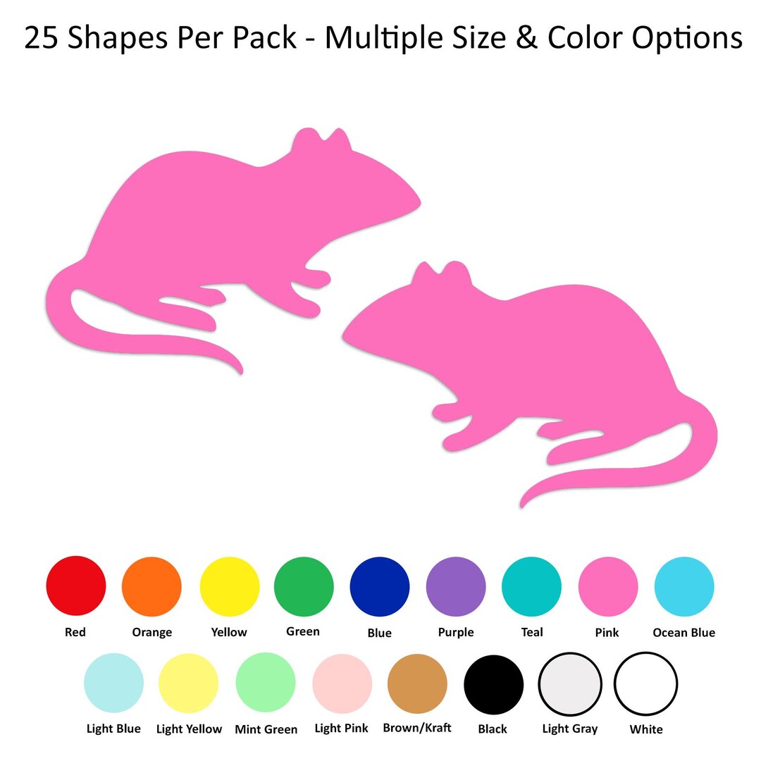 25 Pack - Paper Mouse Shape, Paper Mouse Shape, Mouse Die Cut, Mouse ...