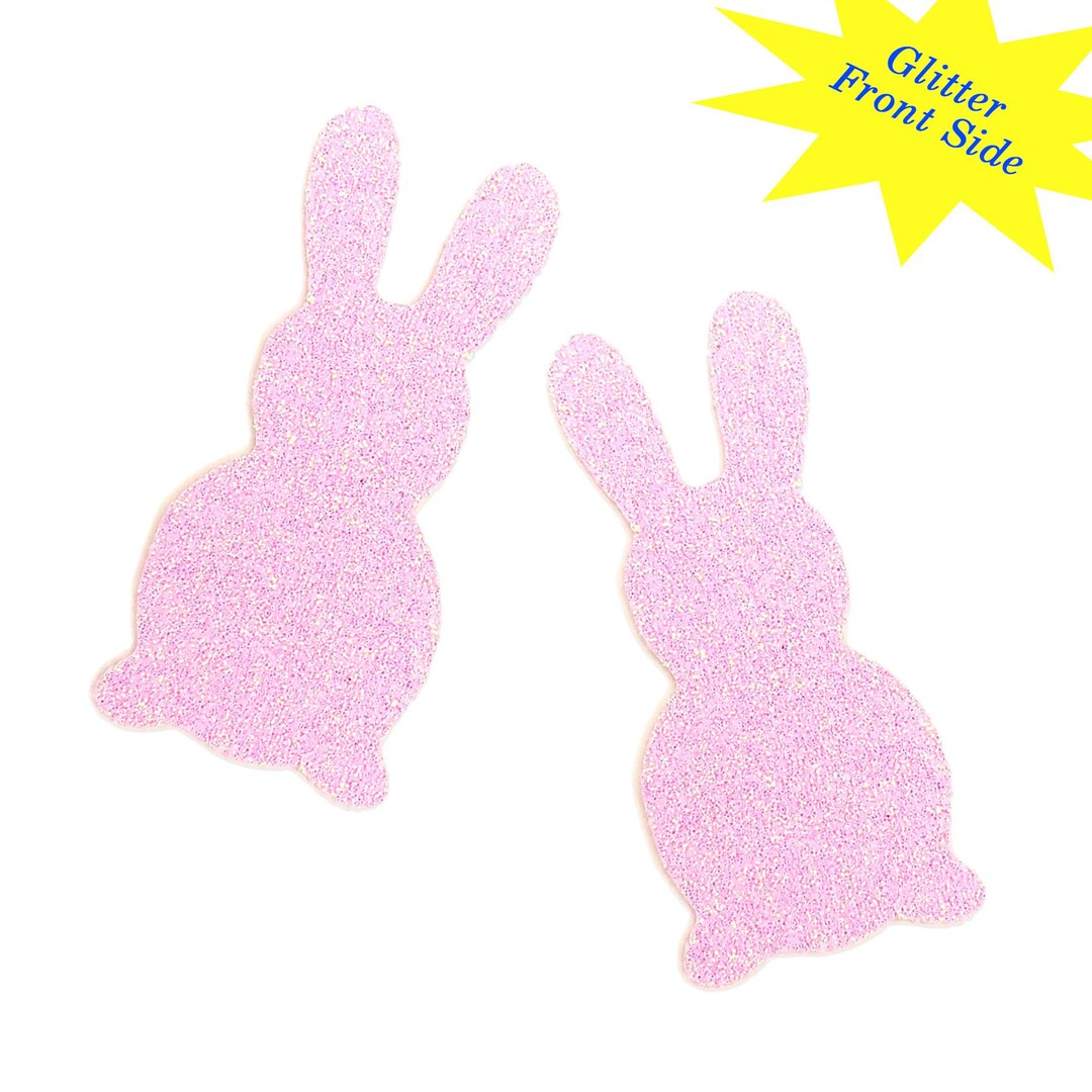 12 Pack - Pink Glitter Bunny Shapes, 2 Inch Pink Glitter Bunny, Glitter ...