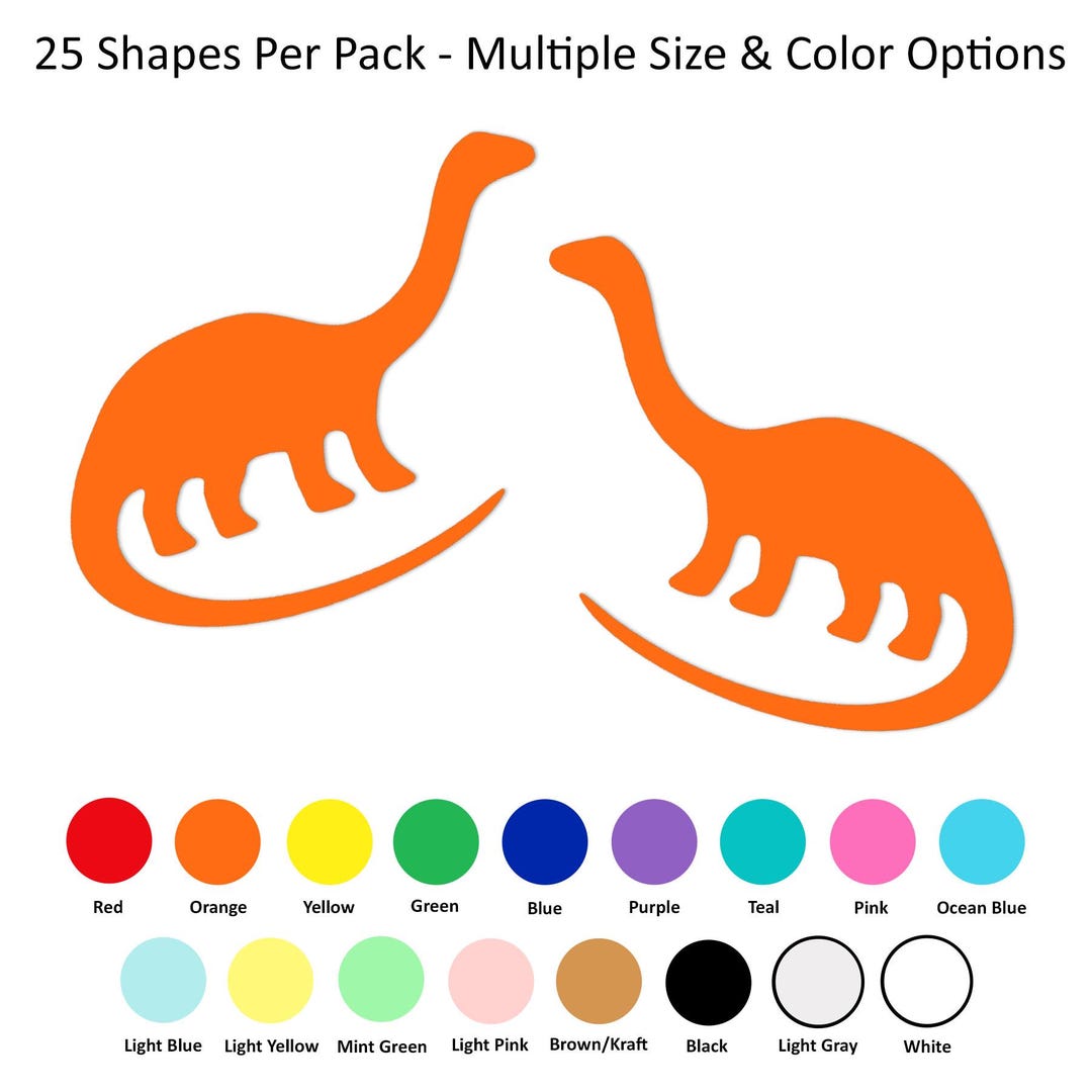 25 Pack - Paper Brontosaurus Shape, Paper Dinosaur Shape, Dinosaur Die ...