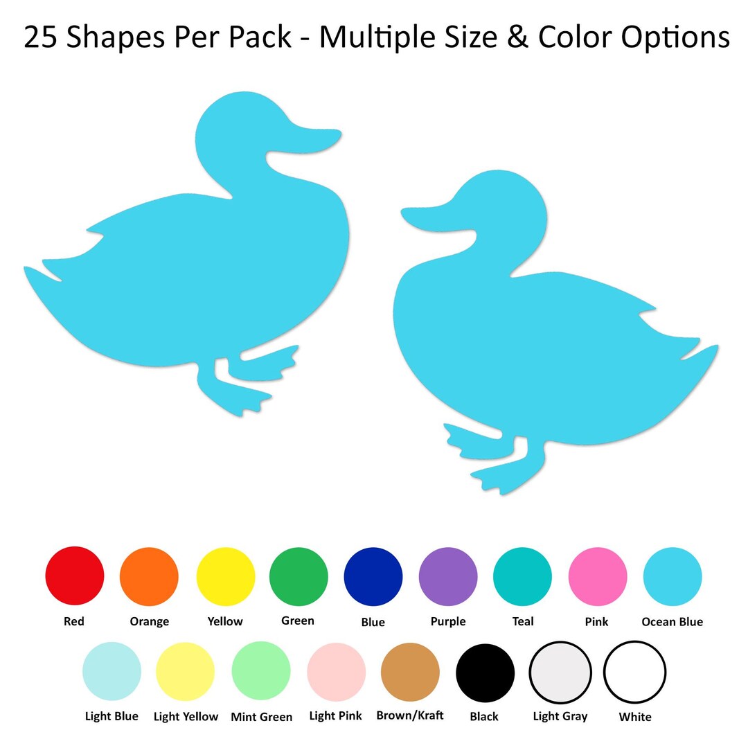 25 Pack - Paper Duck Shapes, Duck Paper Shape, Duck Shape Cut Outs ...