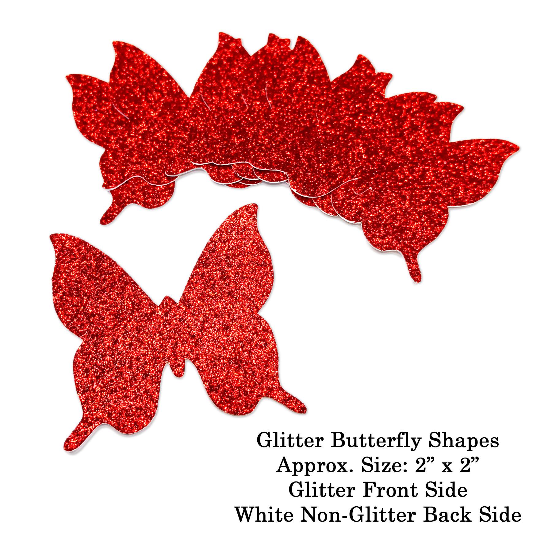15 Pack - Red Glitter Butterfly Shapes, 2 Inch Red Glitter Butterfly ...