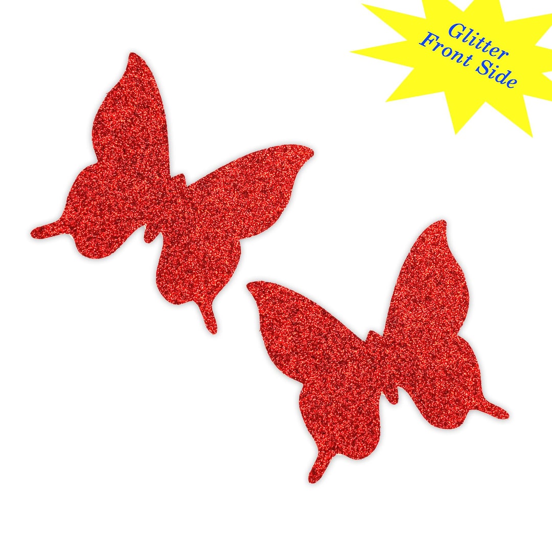 15 Pack - Red Glitter Butterfly Shapes, 2 Inch Red Glitter Butterfly ...