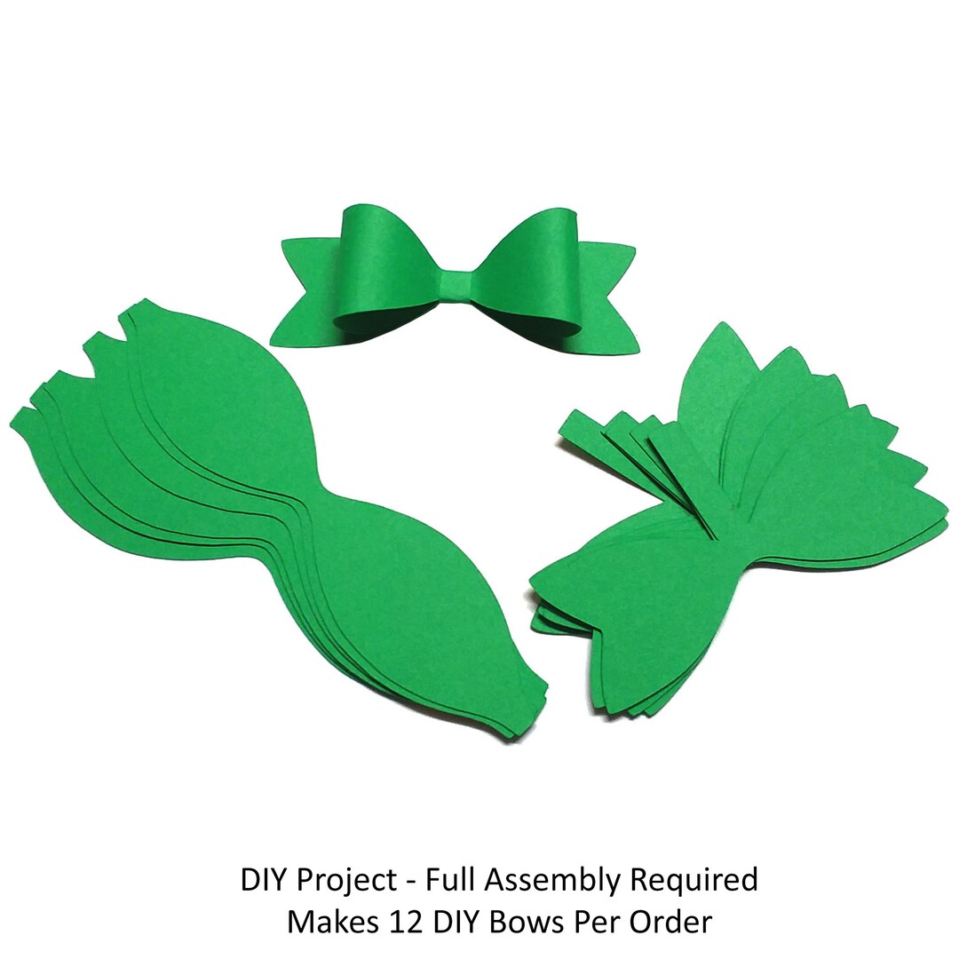 12 Pack - DIY Green Paper Bows, Green Paper Bows, DIY Paper Bows, Paper ...