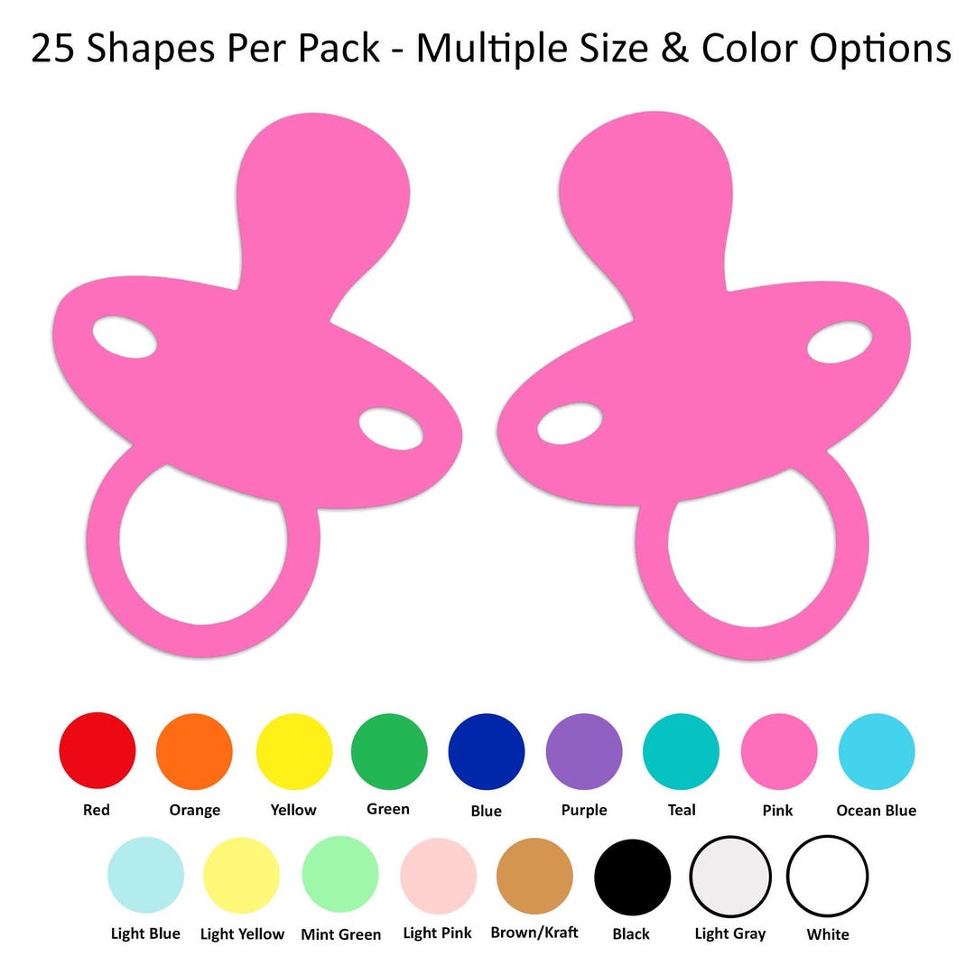 25 Pack - Paper Pacifier Shapes, Pacifier Paper Die Cut, Paper Baby ...
