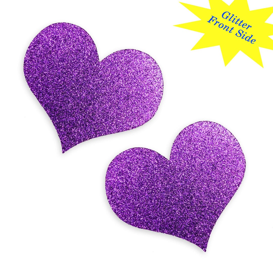 15 Pack - Purple Glitter Heart Shapes, 3 Inch Purple Glitter Heart ...