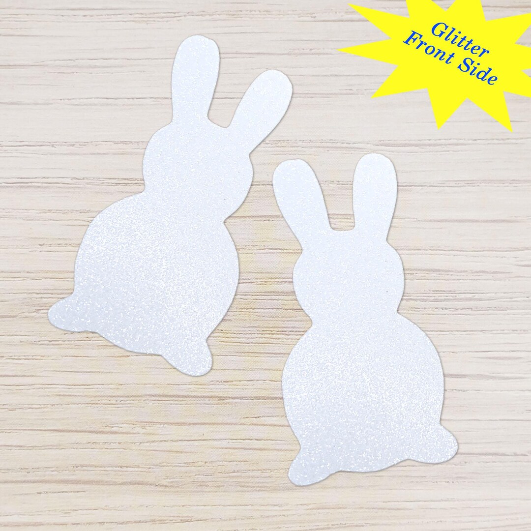 20 Pack - White Glitter Bunny Shapes, 3 Inch White Glitter Bunny ...