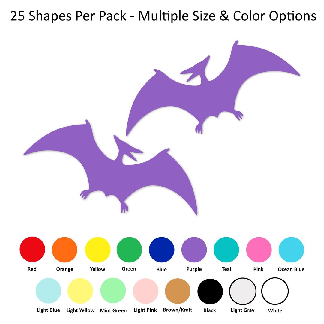 25 Pack - Paper Pterodactyl Shapes, Paper Dinosaur Shapes, Dinosaur Cut ...