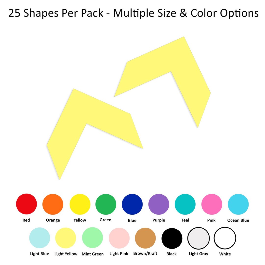 25 Pack - Paper Chevron Shapes, Chevron Shape Die Cut, Chevron Cut Out ...