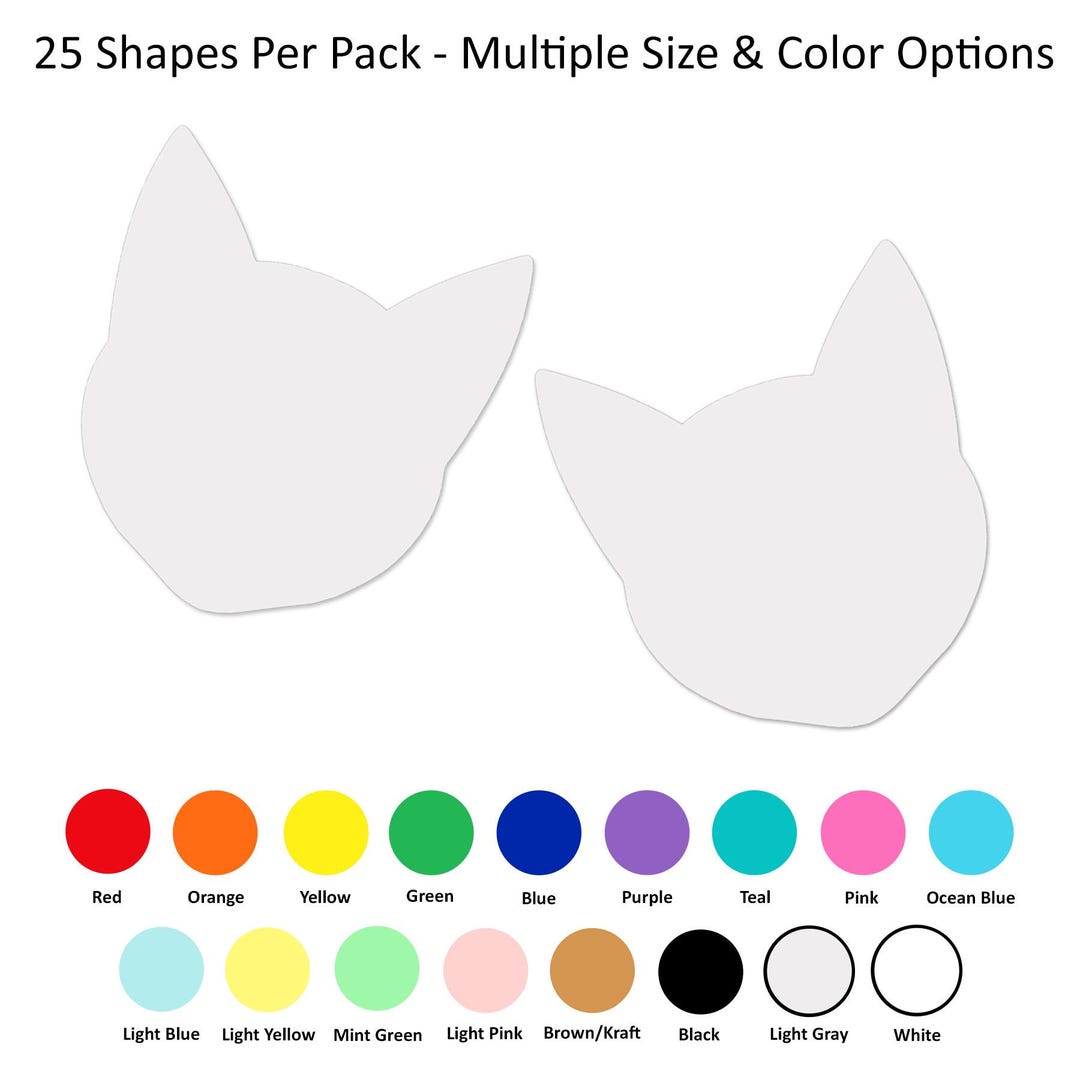 25 Pack - Paper Cat Head Shape, Cat Head Die Cut, Cat Shape Cut Outs ...