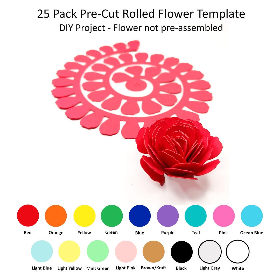 25 Pack - Rolled Paper Flowers, DIY Paper Flowers, Paper Flower ...