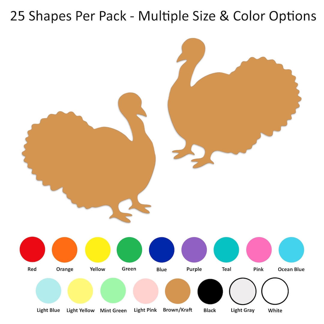 25 Pack - Paper Turkey Shapes, Turkey Die Cut, Turkey Cut Outs, DIY ...