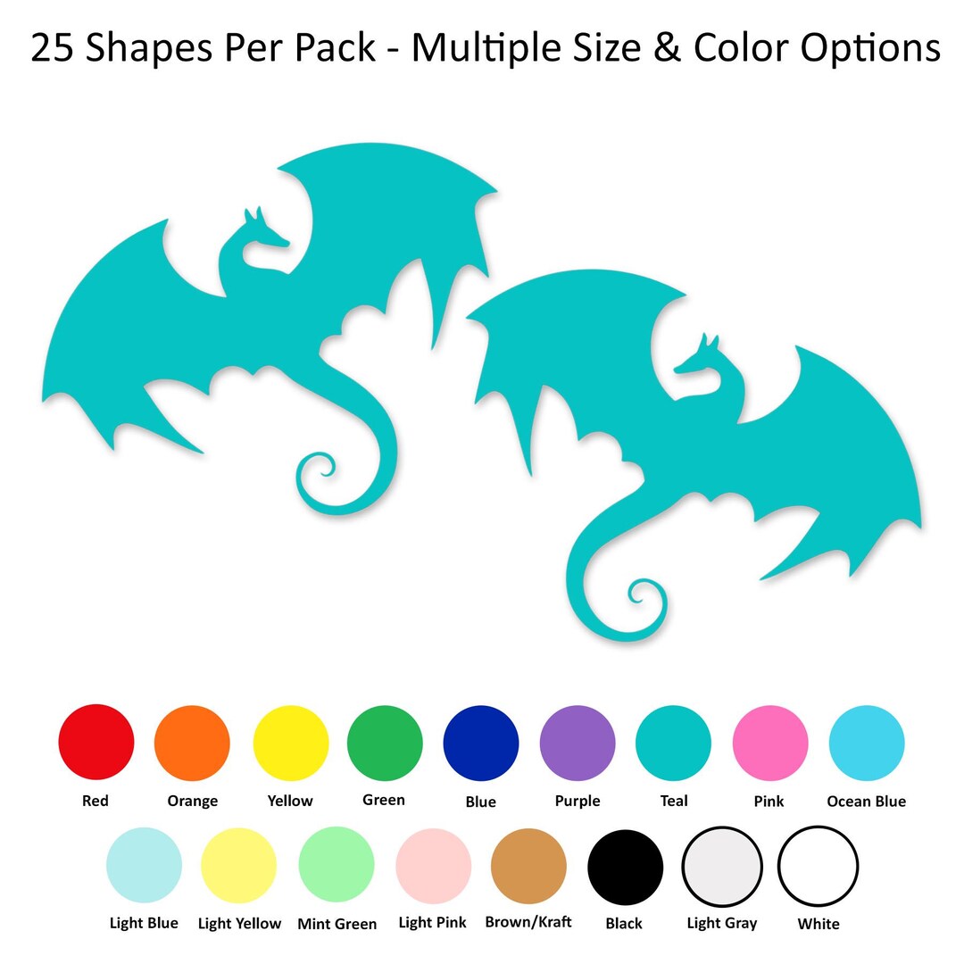 25 Pack - Paper Dragon Shapes, Paper Dragon Cut Out, Dragon Die Cut ...