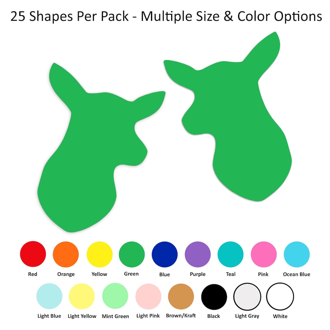 25 Pack - Paper Doe Head Shape, Doe Die Cut, Doe Cut Outs, Paper Deer ...