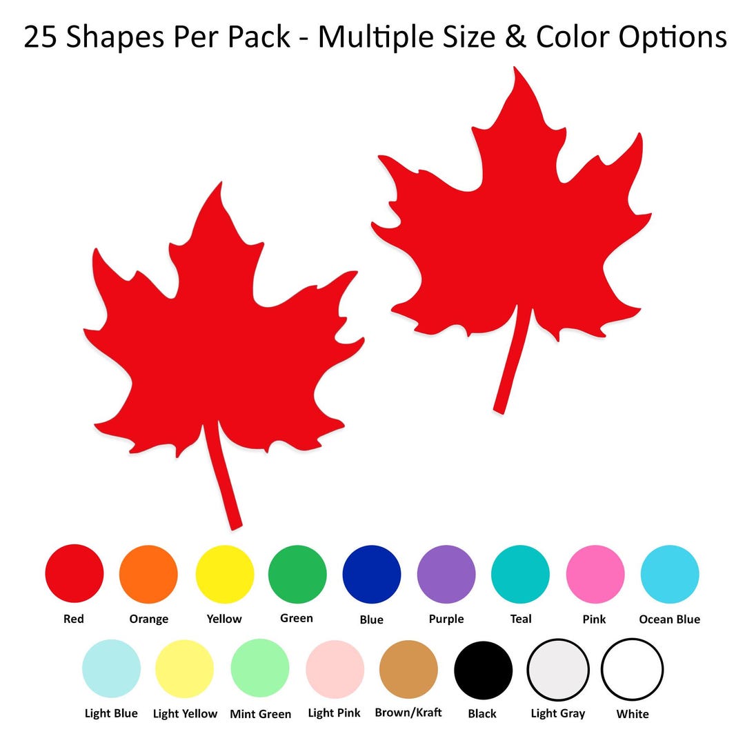 25 Pack - Paper Maple Leaf Shapes, Maple Leaf Shape, Paper Maple Leaf ...