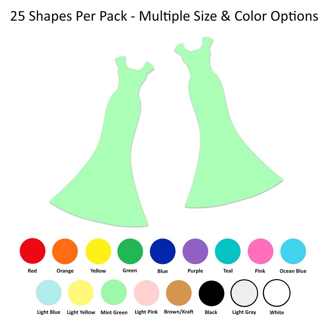 25 Pack - Paper Dress Shape, Paper Dress Cut Out, Dress Die Cut, Paper ...