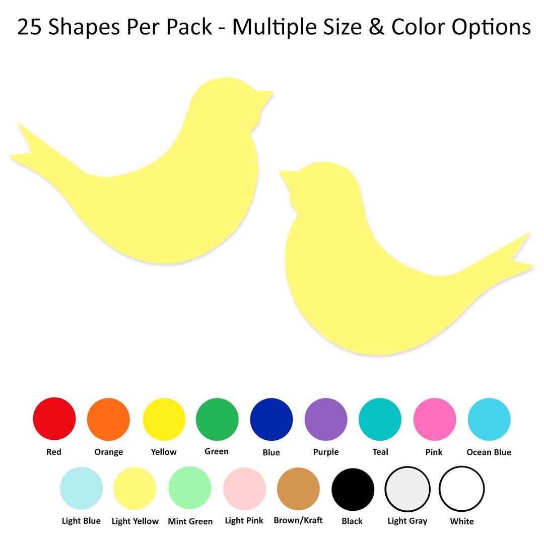 25 Pack - Paper Bird Shapes, Bird Paper Shape, Bird Shape Cut Outs, DIY ...