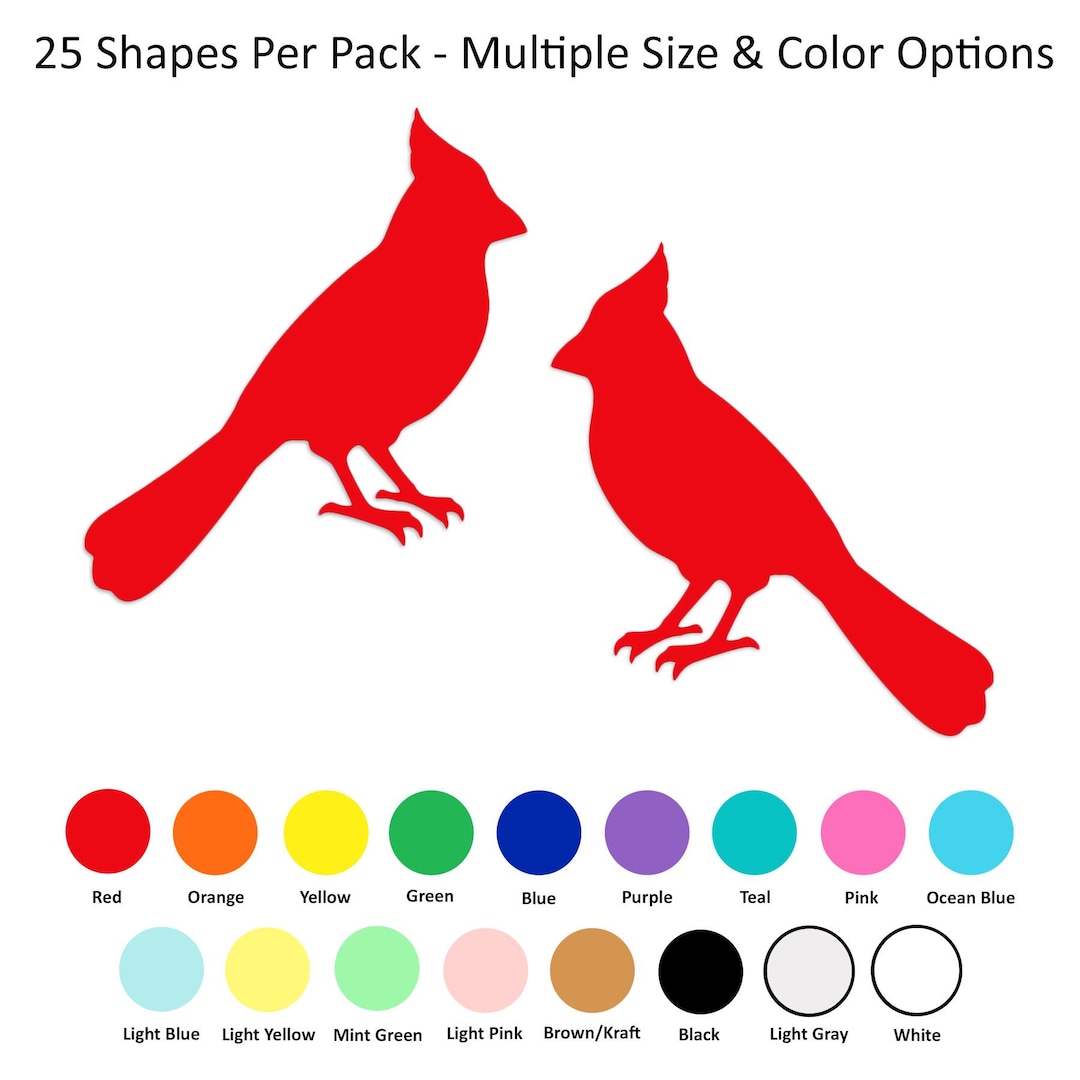 25 Pack - Paper Cardinal Shape, Cardinal Die Cut, Cardinal Cut Outs ...