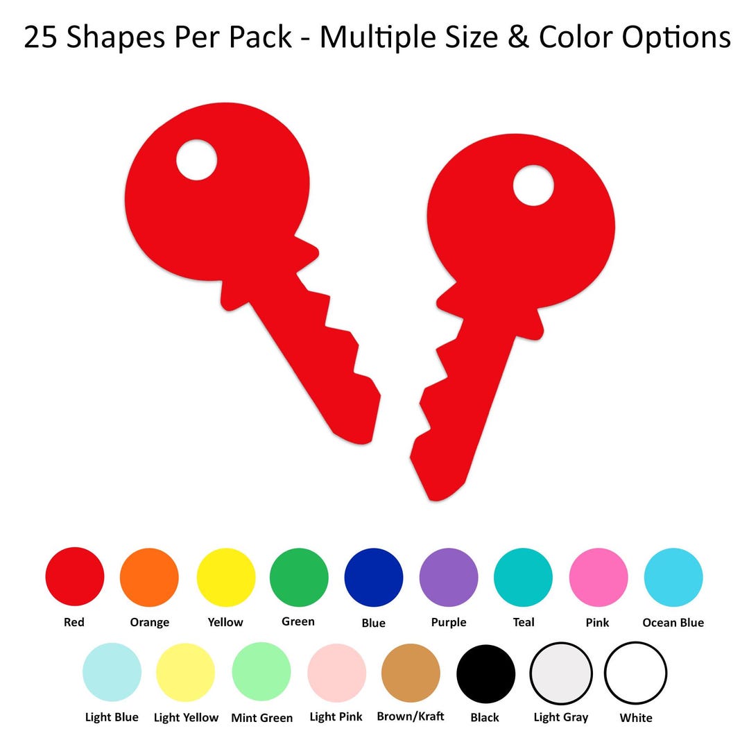 25 Pack - Paper Key Shapes, Paper House Key Shapes, Paper House Key ...