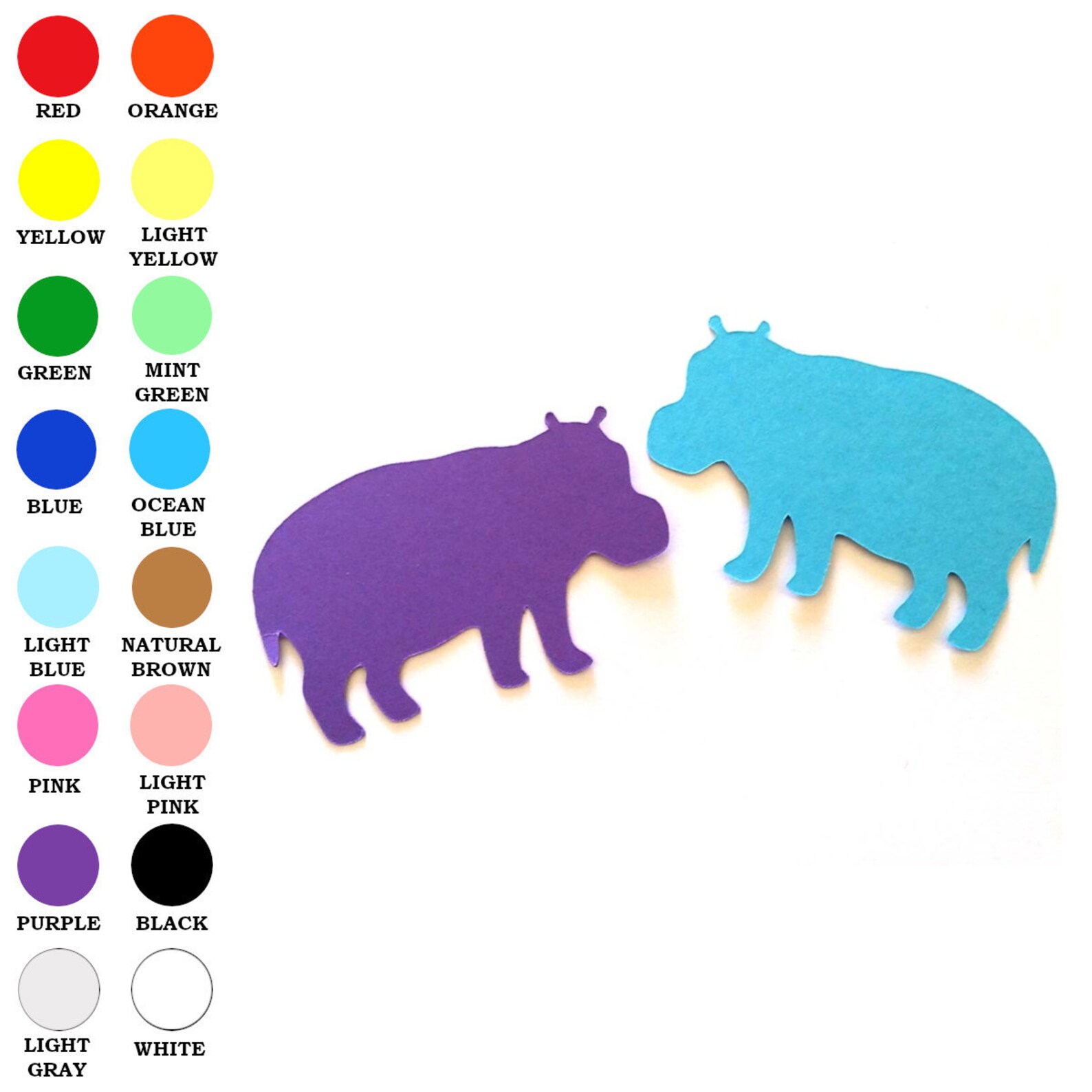 25 Pack Paper Hippo Shape Hippo Die Cut Hippo Cut Out | Etsy