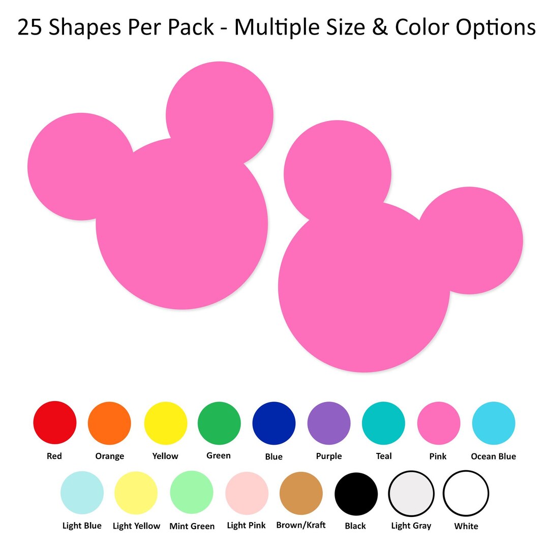25 Pack - Paper Mouse Head Shape, Mouse Head Die Cut, Mouse Cut Outs ...