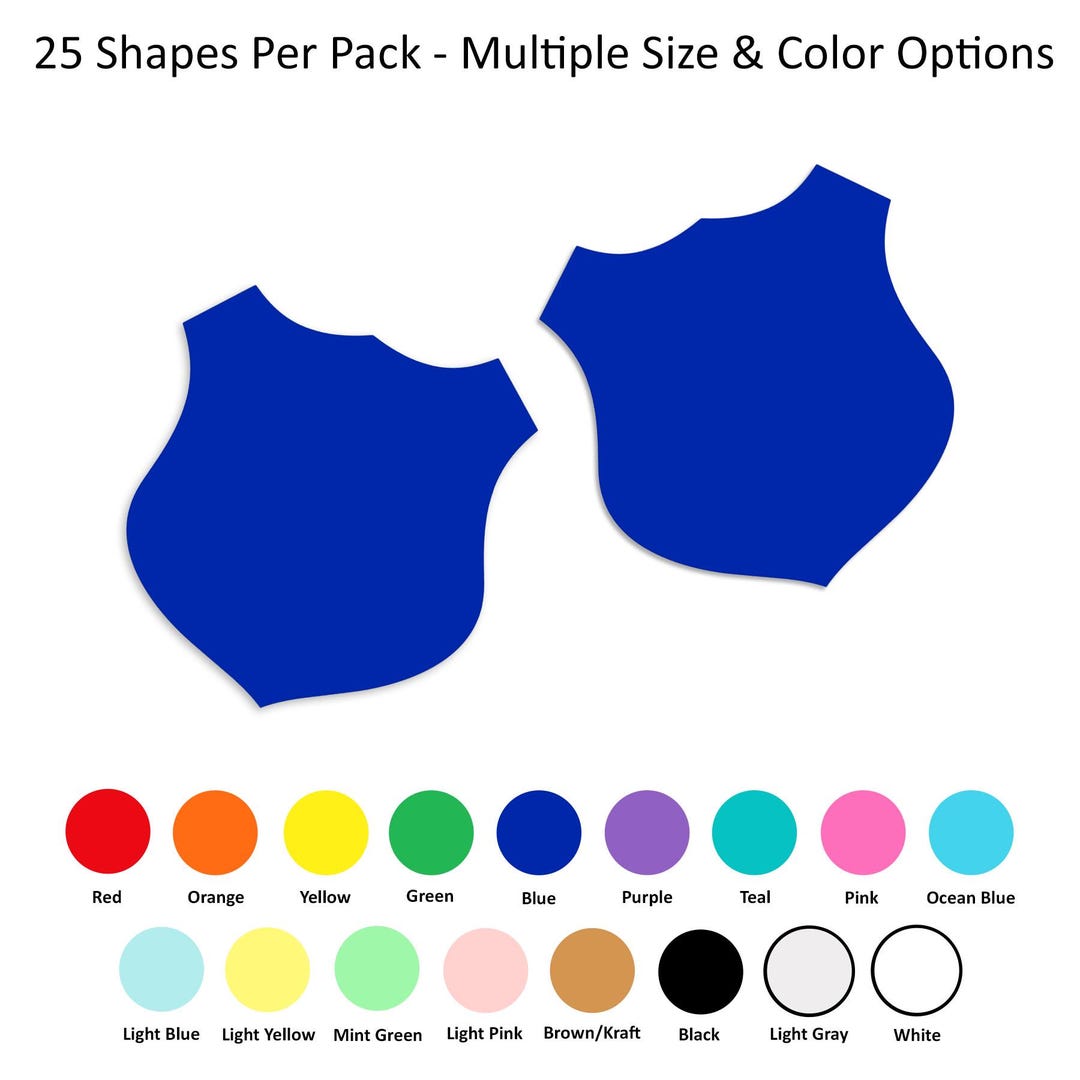 25 Pack - Paper Police Badge Shapes, Police Badge Die Cut, Paper Badge ...