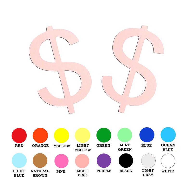 25 Pack - Paper Dollar Sign Shape, Dollar Sign Die Cut, Paper Dollar ...