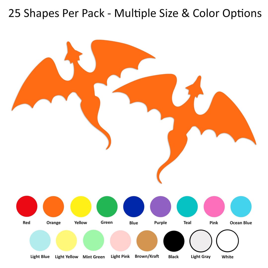 25 Pack - Paper Dragon Shapes, Dragon Shape Die Cuts, Paper Fantasy ...