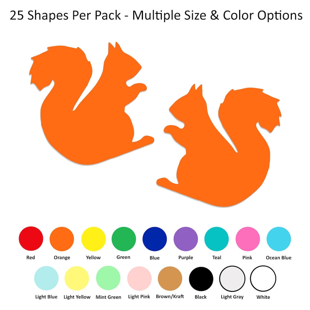 25 Pack - Paper Squirrel Shape, Squirrel Die Cut, Squirrel Cut Out ...