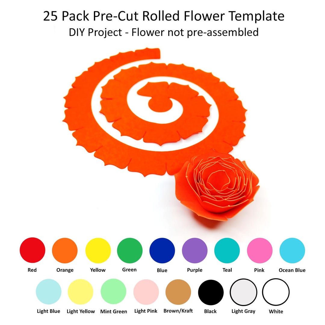 25 Pack - Rolled Paper Flowers, DIY Paper Flowers, Paper Flower ...