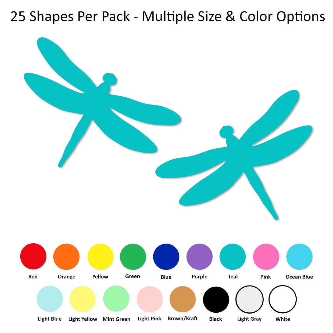 25 Pack - Paper Dragonfly Shape, Dragonfly Die Cut, Dragonfly Cut Outs ...