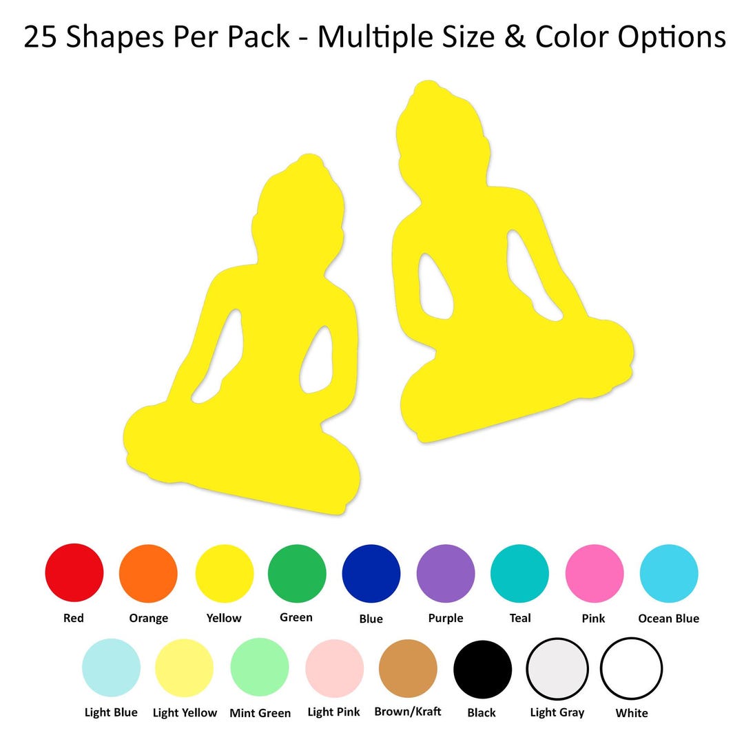 25 Pack - Paper Buddha Shape, Paper Buddha Cut Outs, Buddha Die Cuts ...