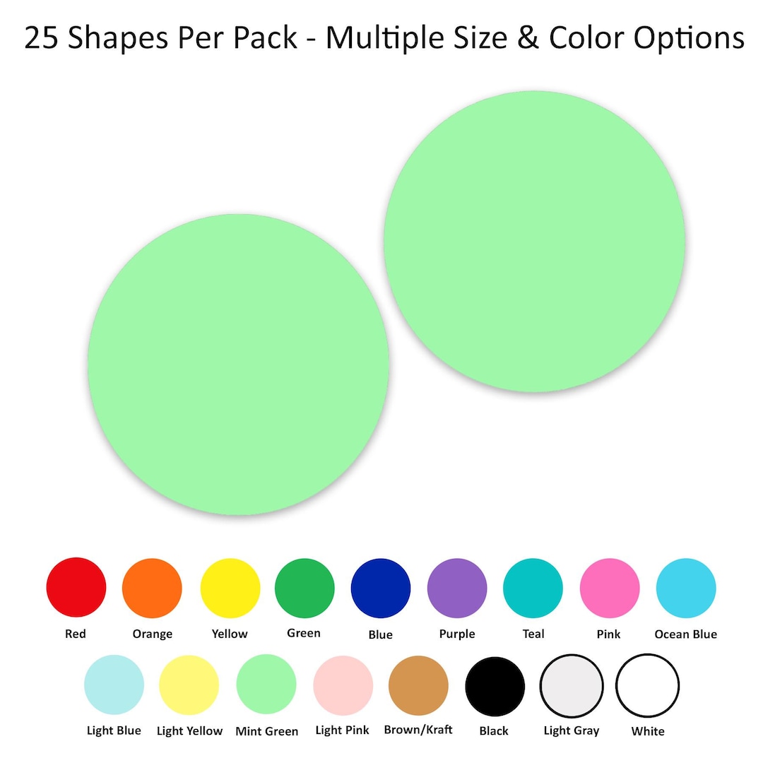 25 Pack - Paper Circle Shapes, Paper Circle Cut Outs, Paper Circle Die ...