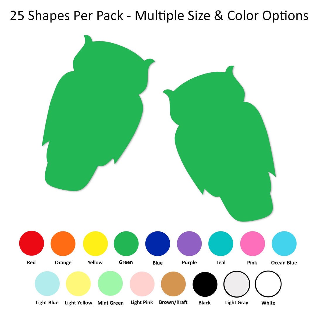 25 Pack - Paper Owl Shapes, Owl Die Cut Shape, Paper Owl Cut Out ...