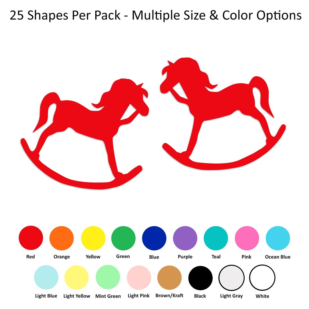 25 Pack - Paper Rocking Horse Shapes, Rocking Horse Cut Outs, DIY Baby ...