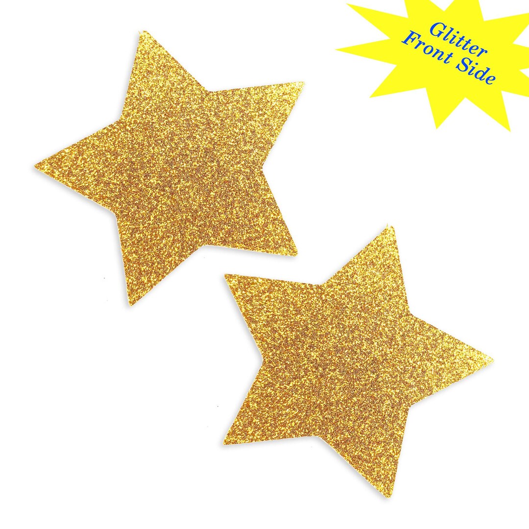 15 Pack - Gold Glitter Star Shapes, 3 Inch Gold Glitter Stars, Glitter ...