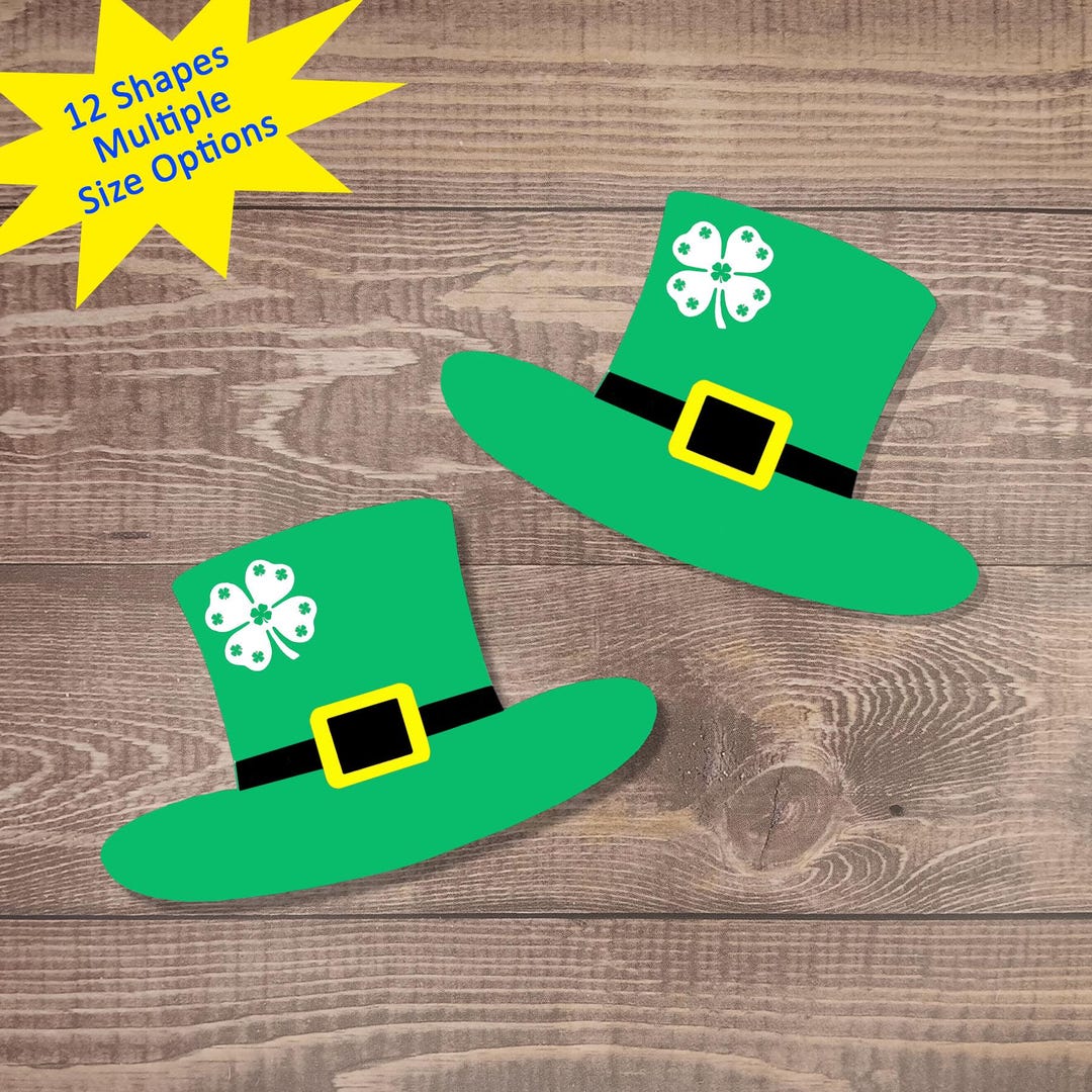 12 Pack - Leprechaun Hat Shape, St. Patrick's Day Paper Shapes, St ...