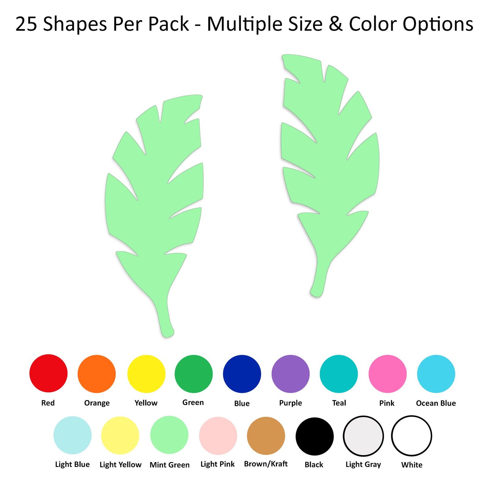 25 Pack - Paper Palm Leaf Shapes, Palm Leaf Shapes, Palm Leaf Die Cut ...