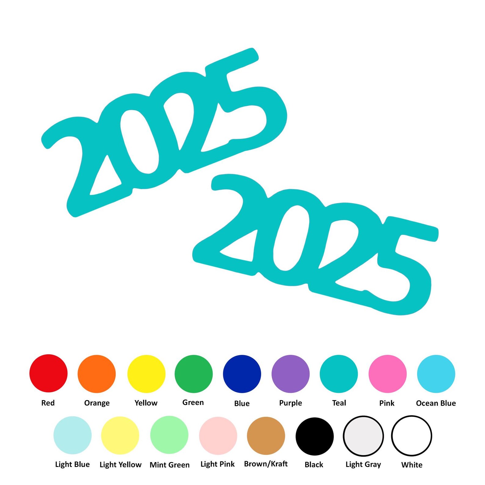 25 Pack - 2025 Paper Shapes, 2025 Paper Die Cuts, Paper 2025 Shapes ...