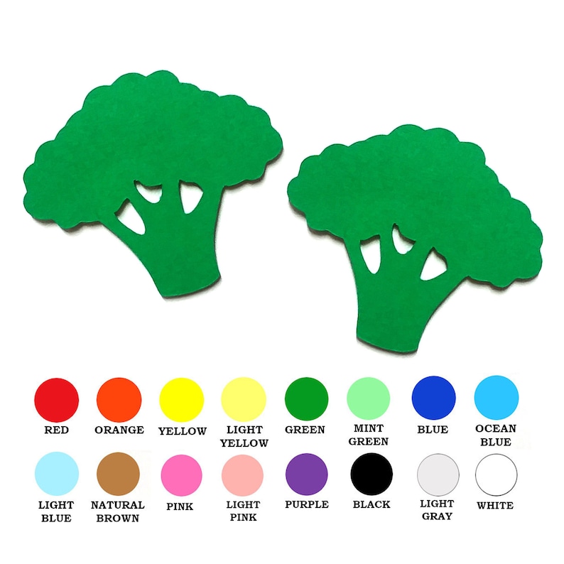 25 Pack - Paper Broccoli Shapes, Broccoli Shape, Broccoli Paper Cut Out ...