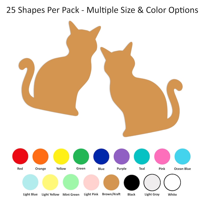 25 Pack - Paper Cat Shapes, Cat Paper Shape, Halloween Paper Shapes ...