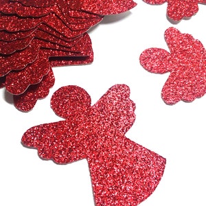 12 Pack - Red Glitter Angel Shapes, Holiday Glitter Cardstock Shapes ...